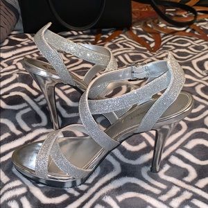 FIONI Clothing | Shoes | Silver Sparkly High Heels | Poshmark